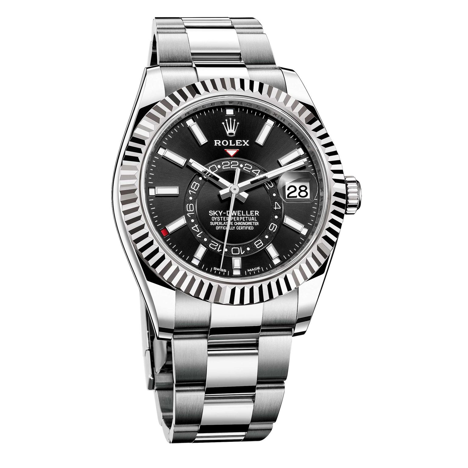Federer Rolex Sky Dweller In White Rolesor With Black Dial Price 