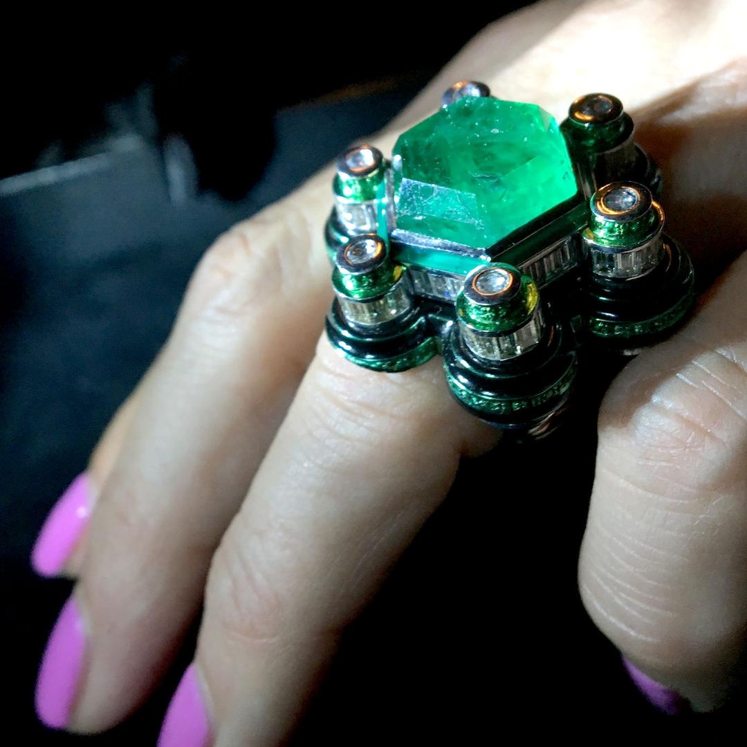 Poptails Space Station emerald and diamond cocktail ring | Solange ...