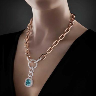 Pomellato La Gioia Princess Rapper aquamarine necklace on