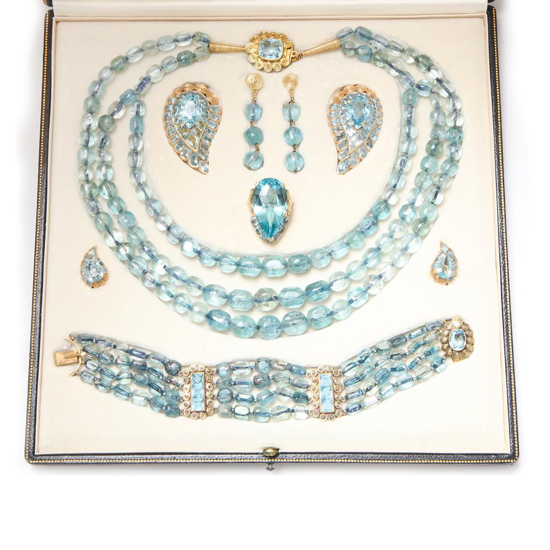 Mid-mentury aquamarine suite | Pat Saling | The Jewellery Editor