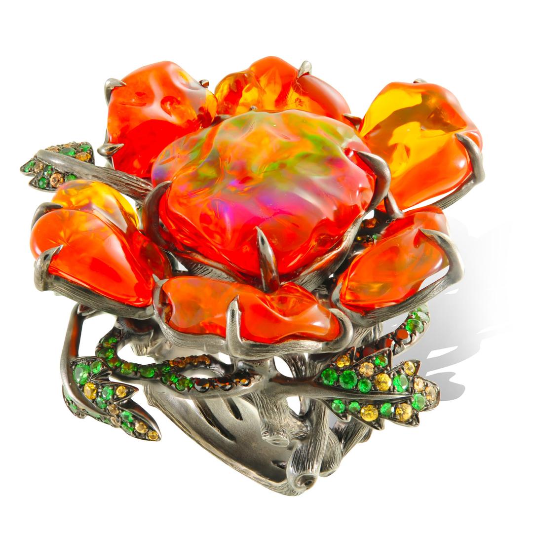 Gardens of Xochimilco fire opal ring | Lydia Courteille | The Jewellery ...
