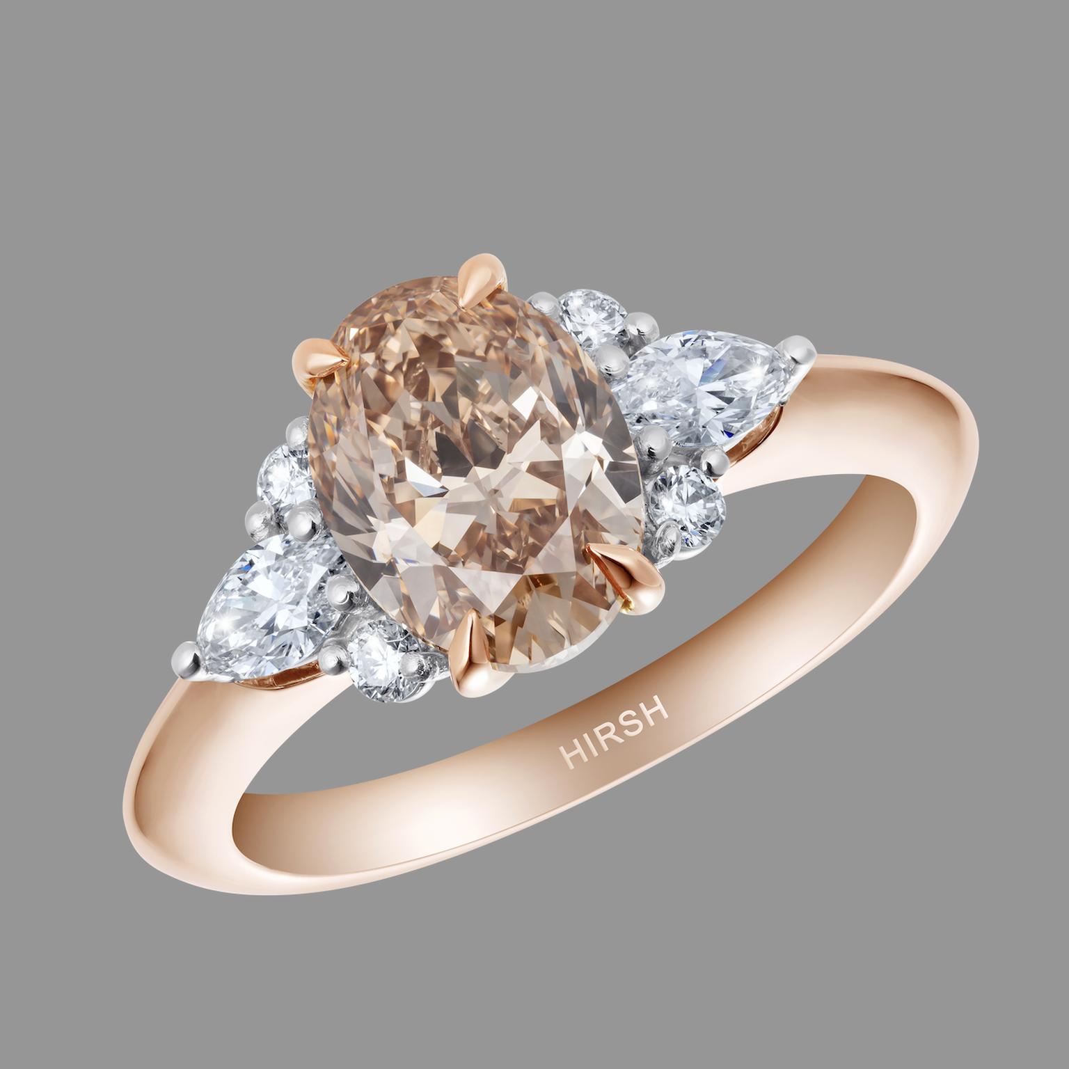 Peach diamond engagement ring By Hirsh