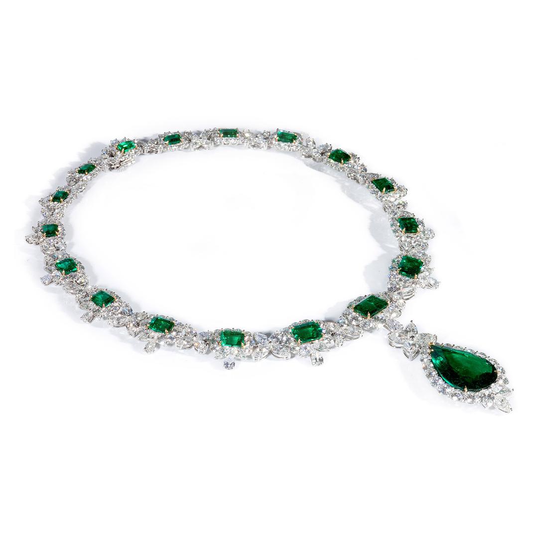One-of-a-kind Colombian emerald necklace with diamonds | Bayco | The ...