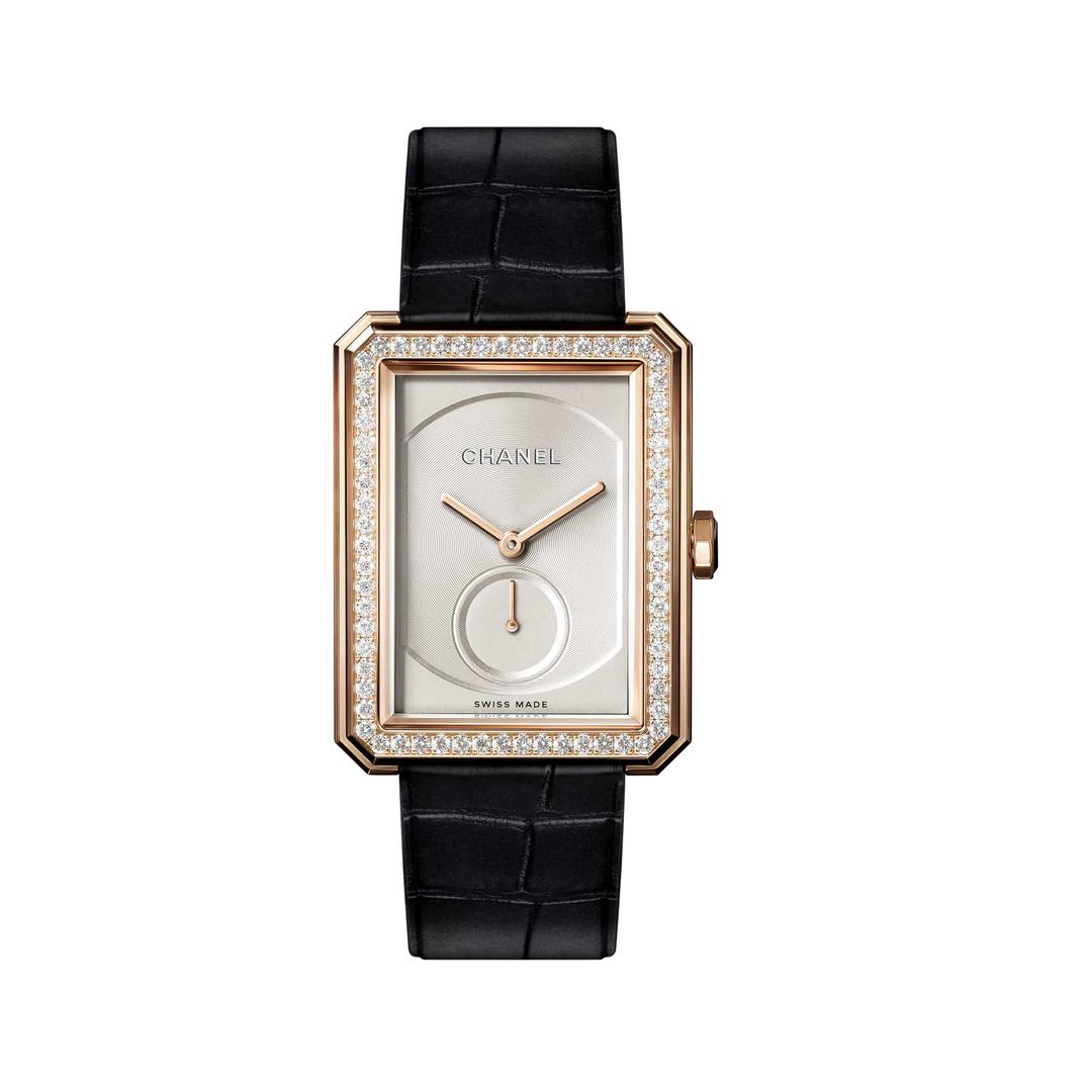Chanel Boyfriend beige gold mechanical watch with diamonds