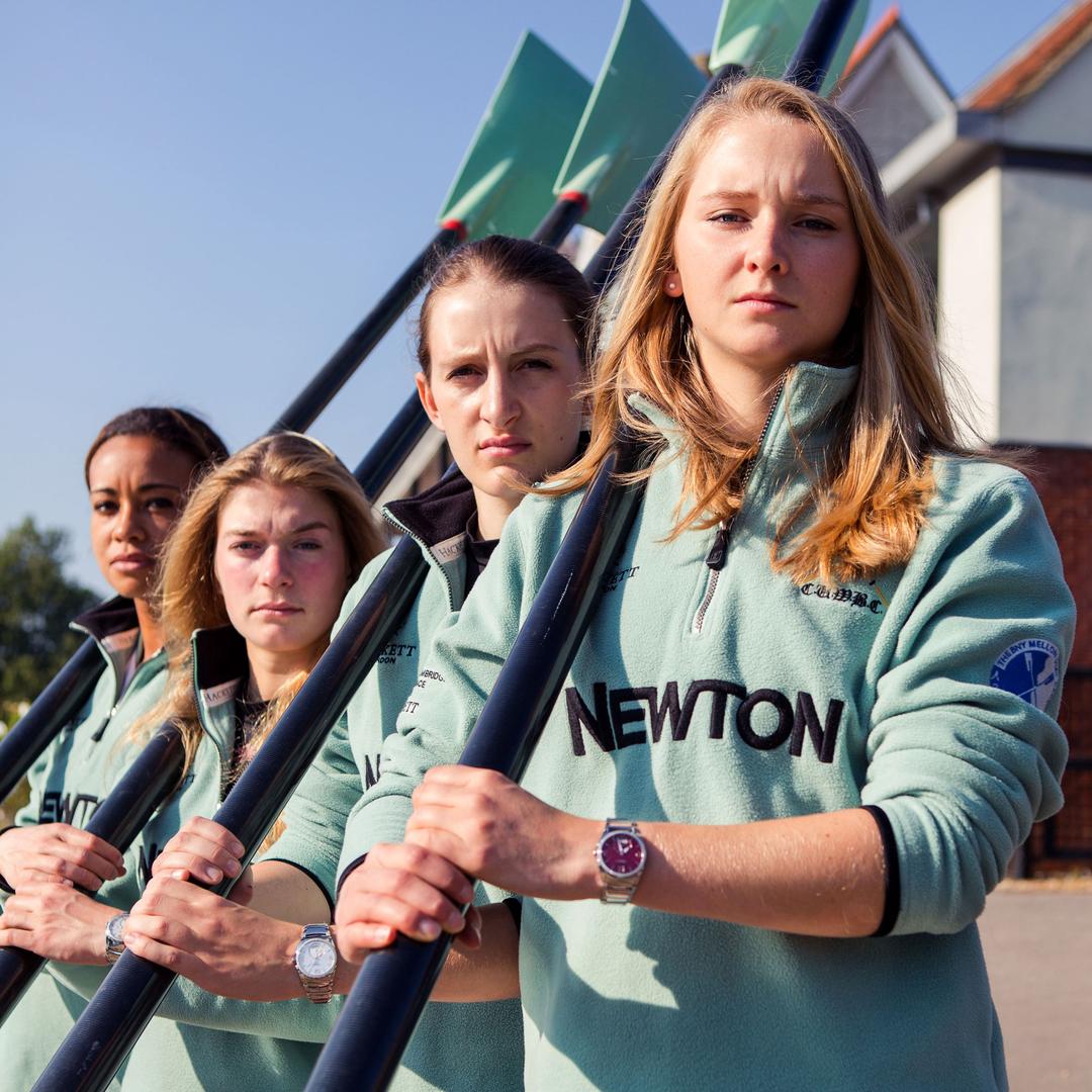 Hannah Roberts, lines up with her team mates wearing a