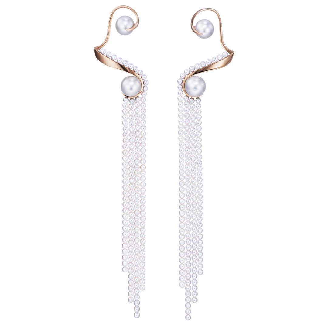 Tasaki Atelier Waterfall Akoya pearl and gold earrings