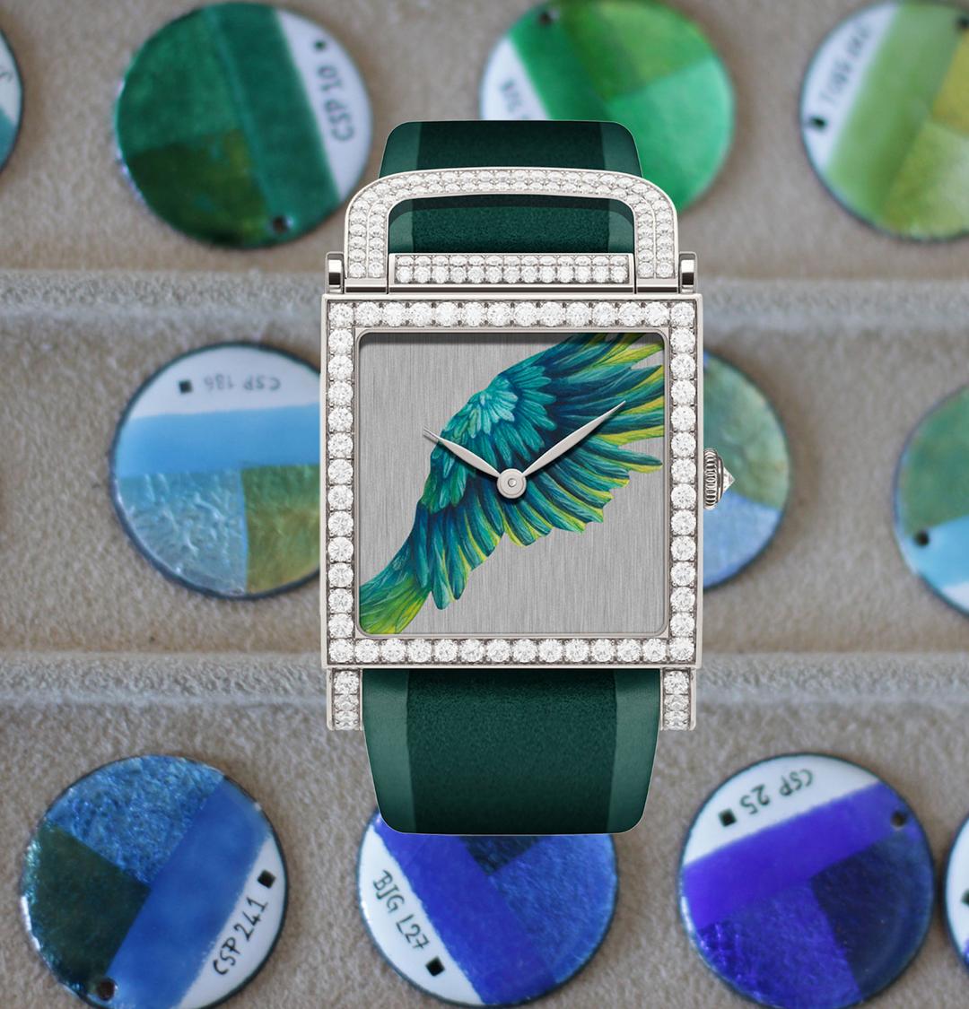Dôme Green Parrot Wing watch | DeLaneau | The Jewellery Editor