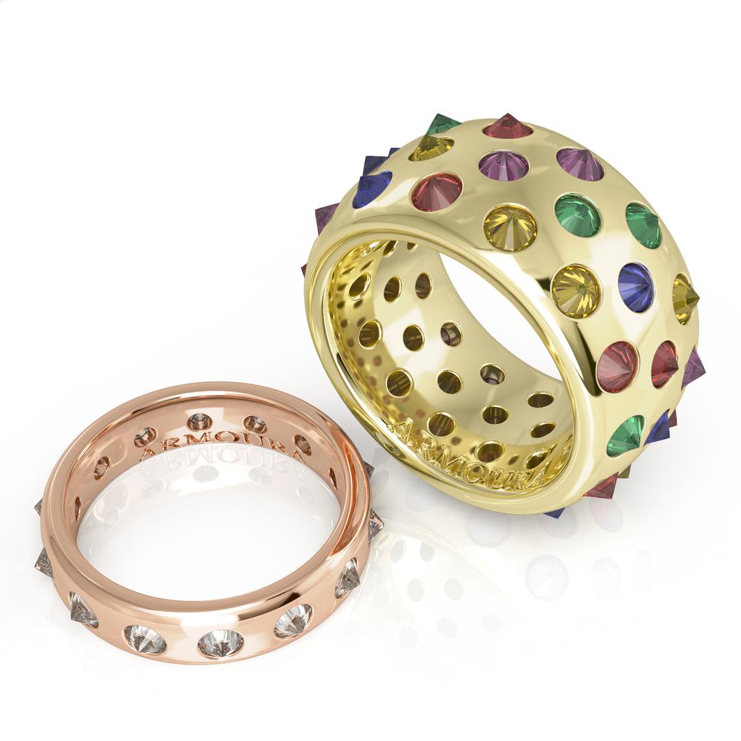 Fibonacci gold ring with coloured gemstones | Armoura | The Jewellery ...