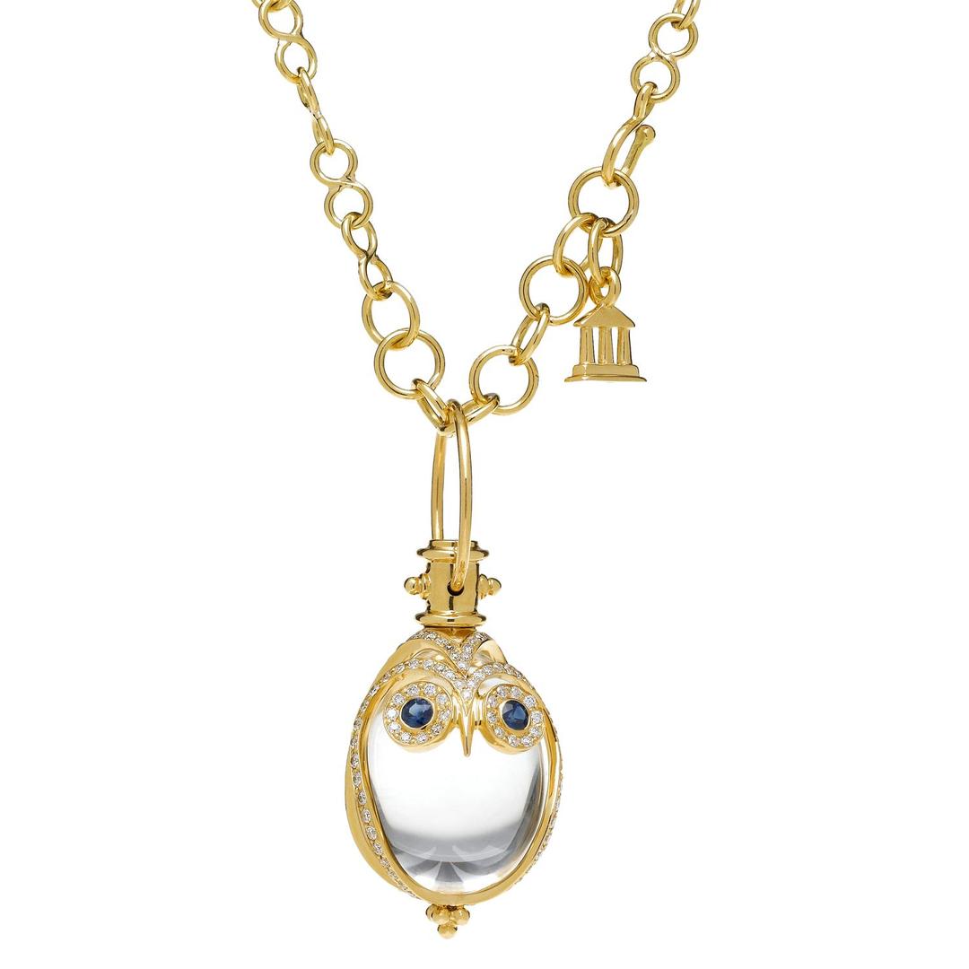 Owl rock crystal amulet in yellow gold | Temple St.Clair | The ...