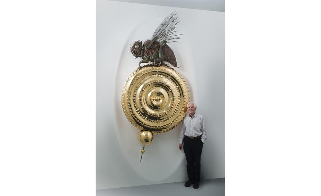 Inventor John C. Taylor with his Midsummer Chronophage that