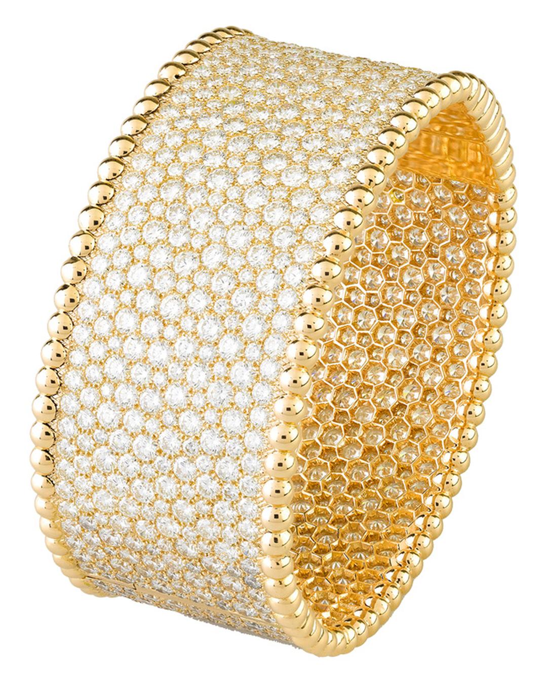 Van Cleef & Arpels Perlée yellow gold and snow-set diamond