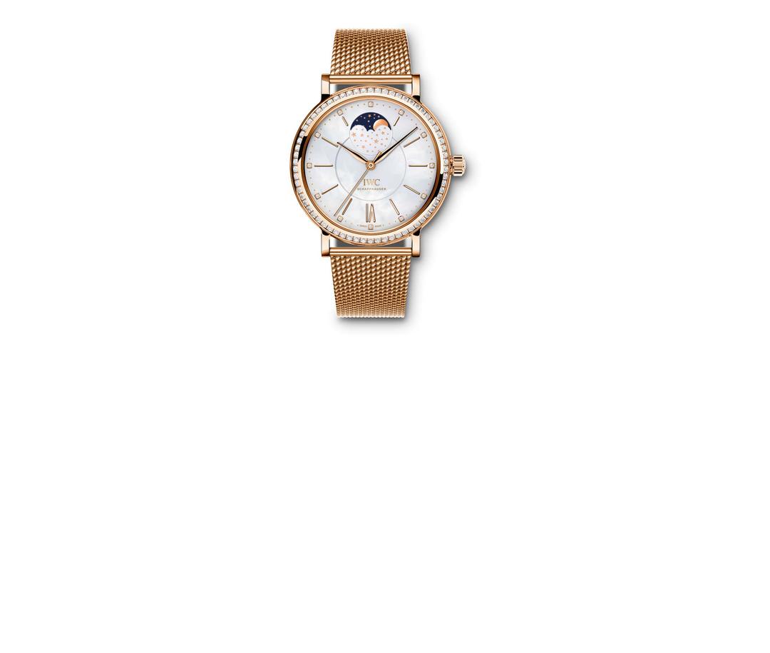 Portofino Midsize Automatic Moon Phase with Milanaise mesh bracelet ...