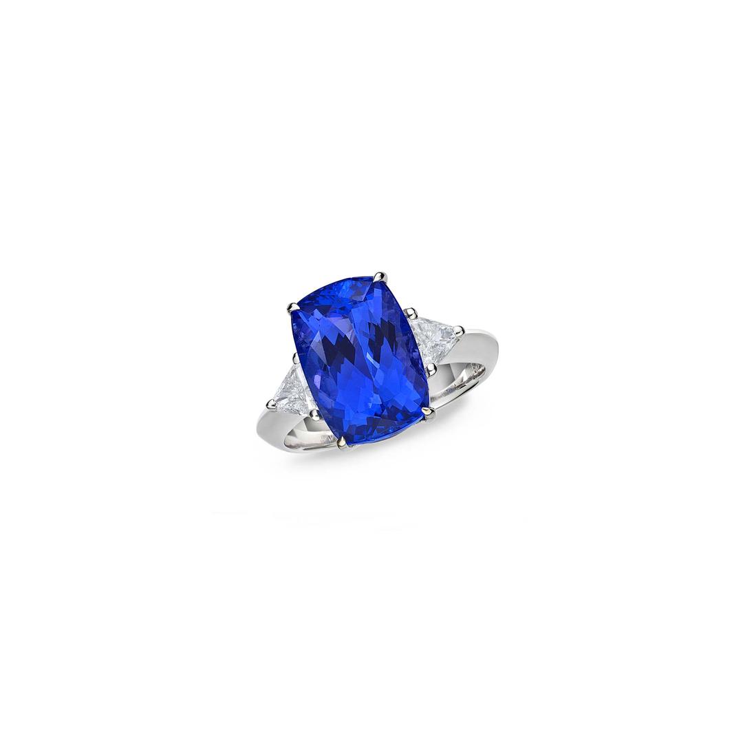Caroline cushion-cut tanzanite ring with diamonds | TanzaniteOne | The ...