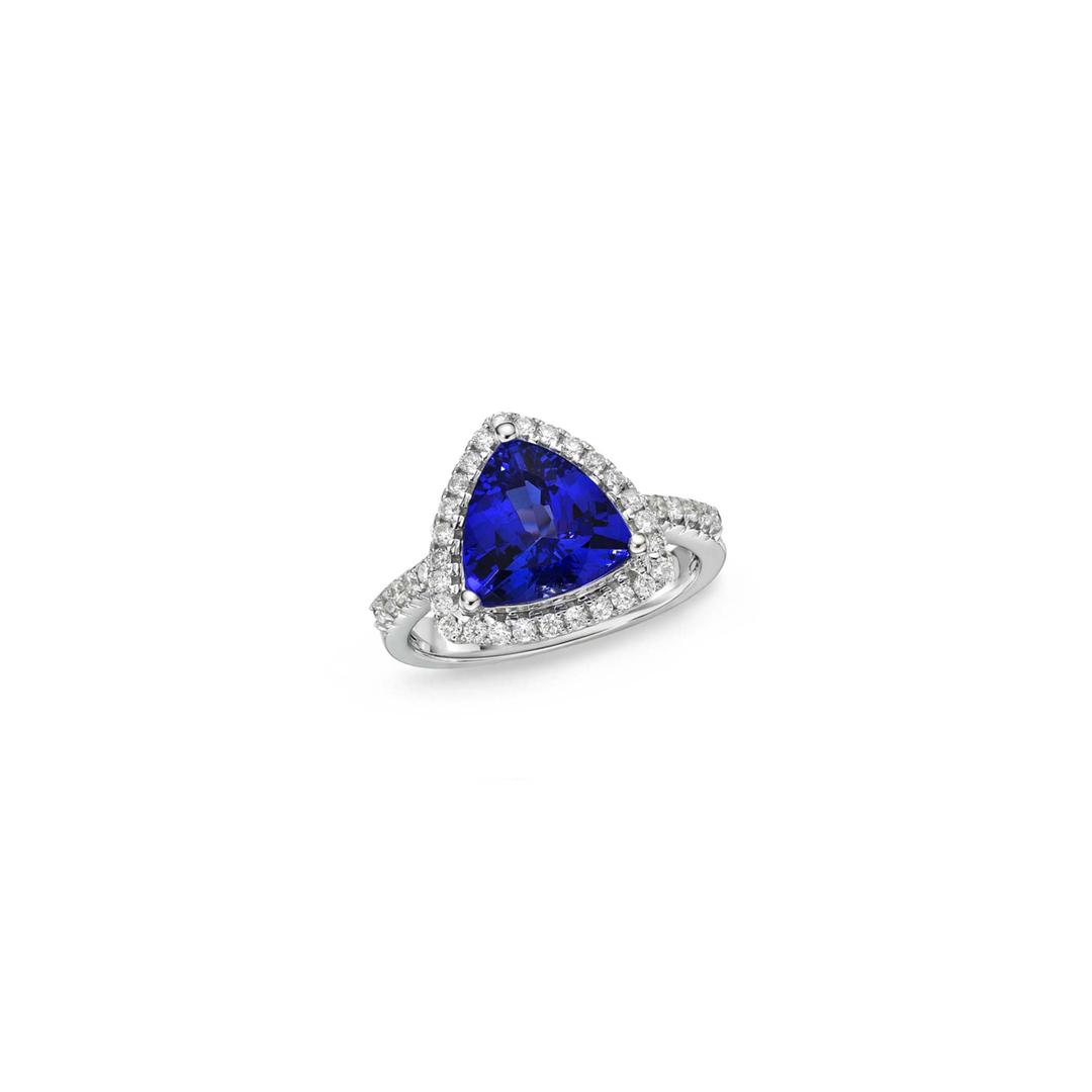 trillion-cut tanzanite ring with diamonds | TanzaniteOne | The ...