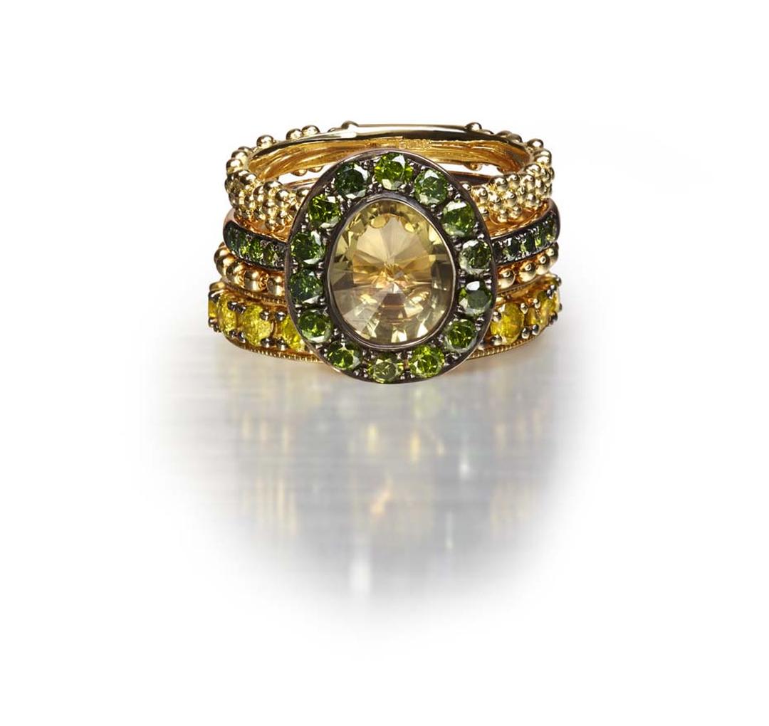 Annoushka Dusty Diamond Eternity rings featuring a centre
