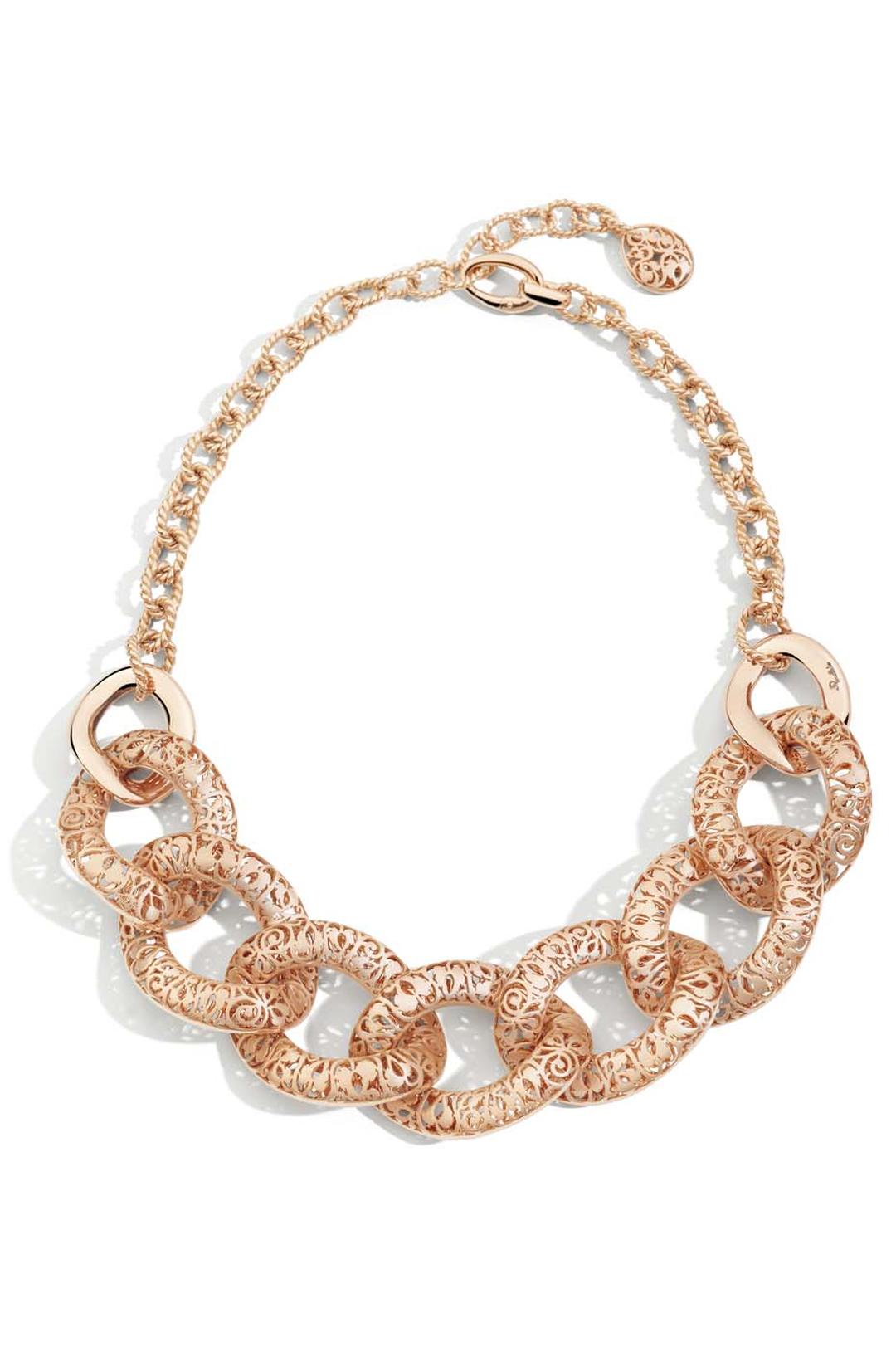 Pomellato Arabesque necklace in polished and matte rose gold