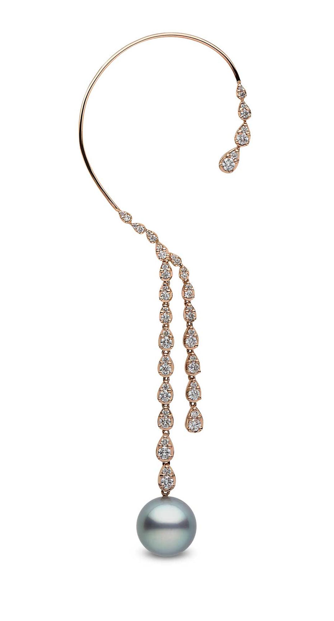 Rose gold diamond and Tahitian pearl ear cuff from YOKO
