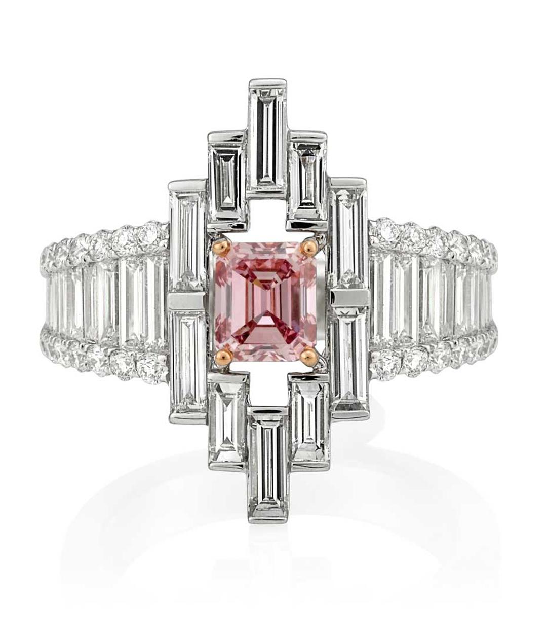 Mondial Pink Diamond Atelier Cathedral pink diamond ring in